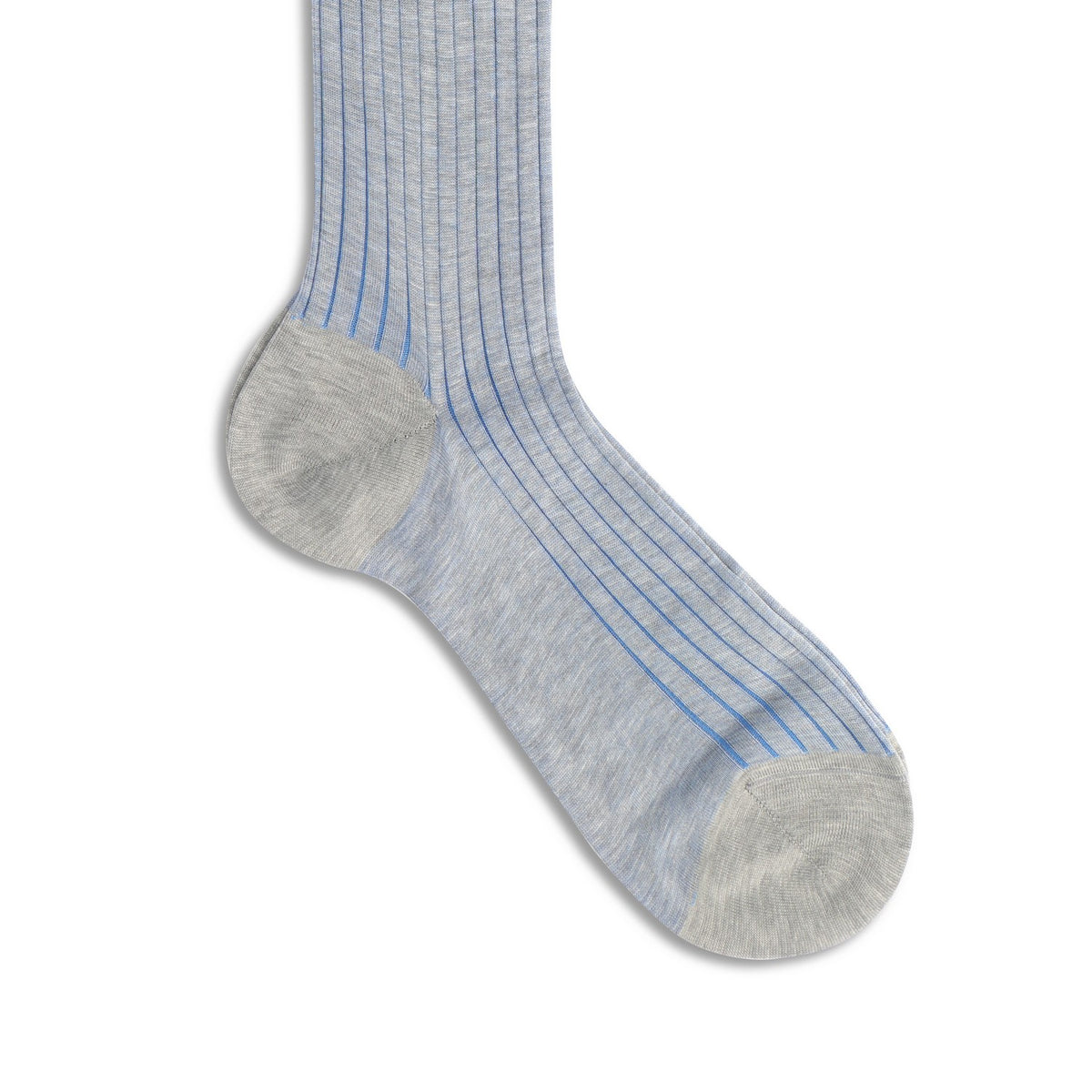 Plain Vape Grey and Light Blue Plated Cotton Long Socks– La Maison Degand